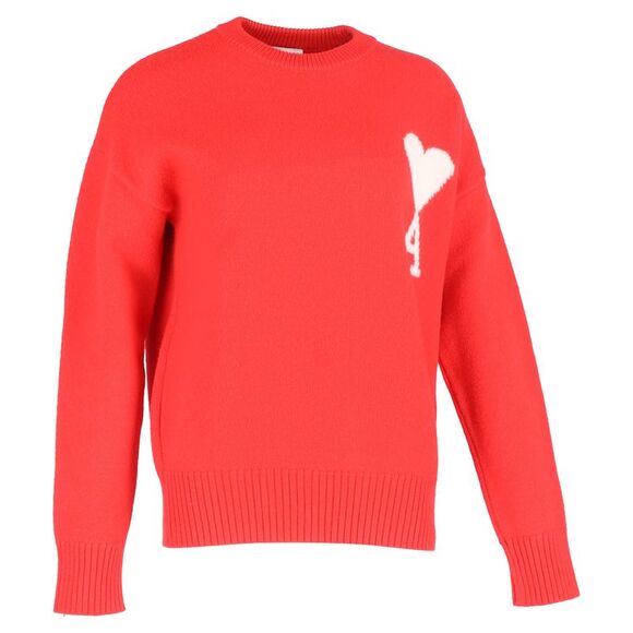 Ami | Sweaters | Ami Paris Ami De Coeur Crewneck Sweater In Red Wool ...